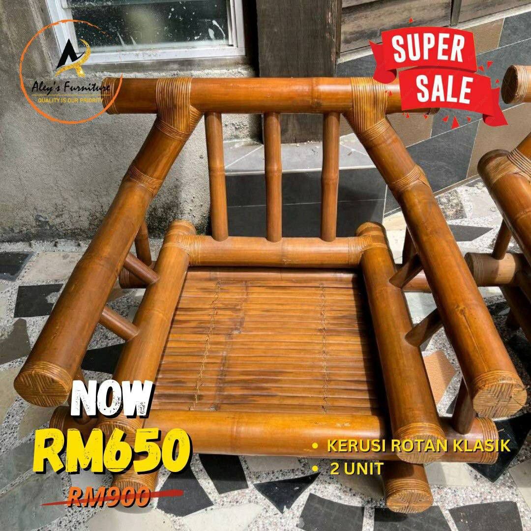 Kerusi rotan klasik 2 unit, Furniture & Home Living, Furniture, Other ...