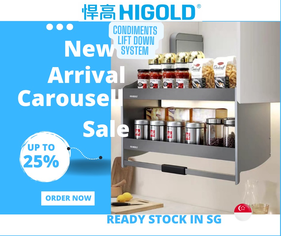 Kitchen Top Cabinet Condiments Lift Down System, Furniture & Home ...