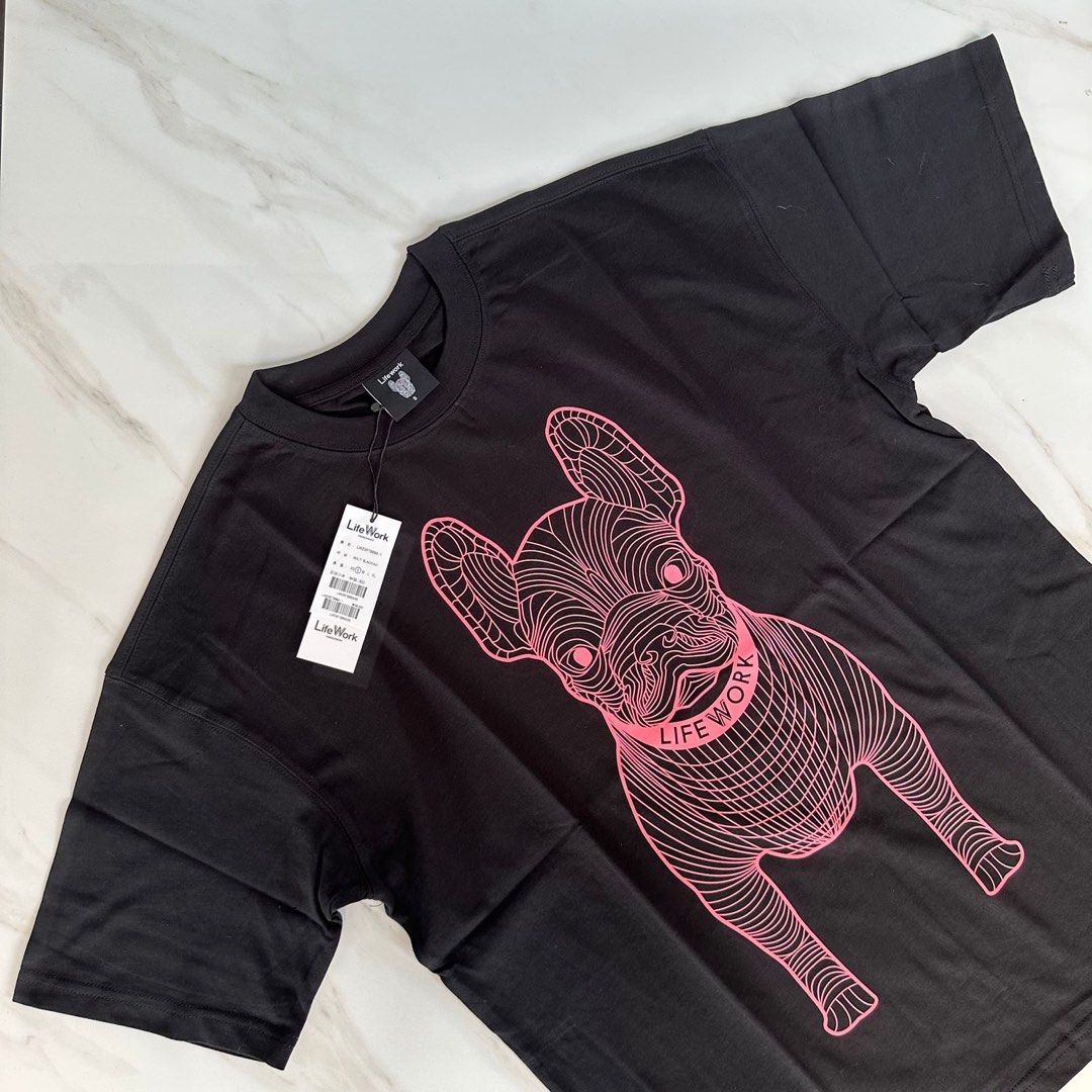 LIFEWORK MULTIBLACK T-SHIRT ( BLACK - PINK ), Fesyen Pria, Pakaian ...