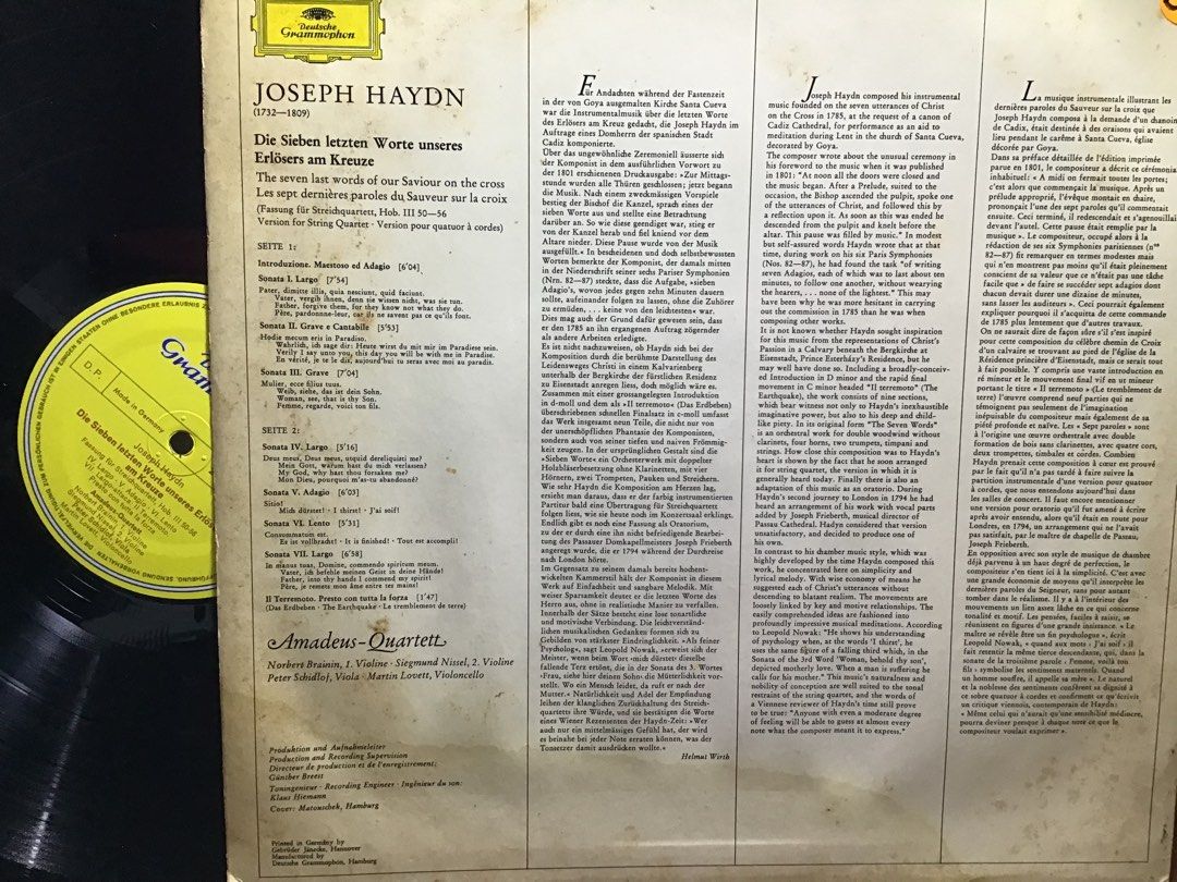 LO Joseph Haydn OOP VINYL RECORD DEUTSCHE GRAMMAPHON Anubis Piring Hitam Classical, Hobbies ...
