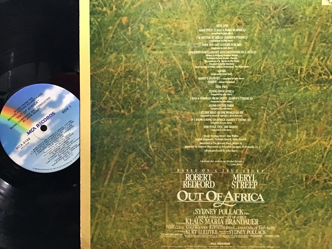 LP Out of Africa OST - John Barry OOP USA VINYL RECORD Anubis Piring Hitam 80s Soundtrack ...