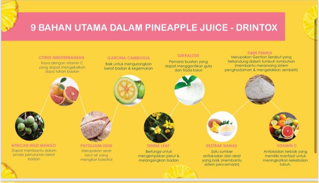 Neelofa Pineapple drinktox, Health & Nutrition, Health Supplements ...