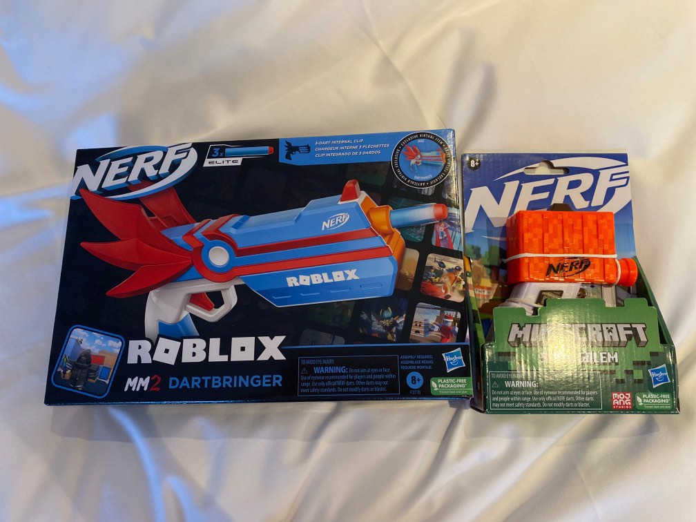 Nerf guns (Roblox Dartbringer mm2 and Minecraft Snow Golem), 興趣及遊戲, 收藏品 ...