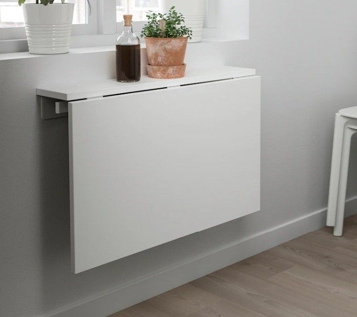 Norberg Wall Mounted Drop Leaf Table White, Furniture & Home Living ...