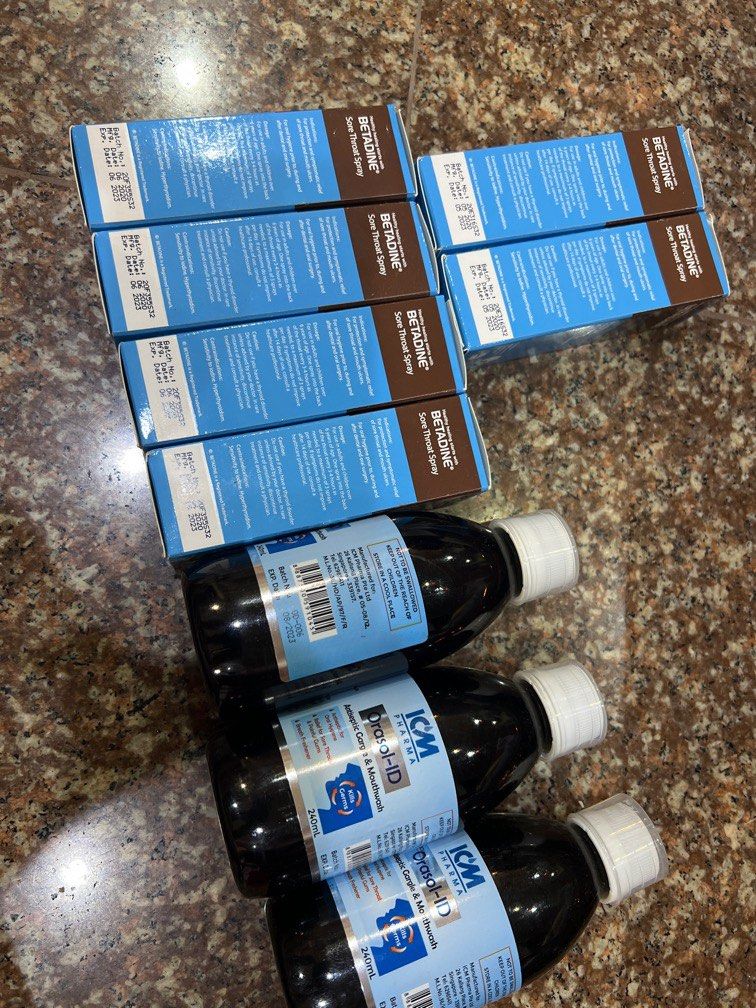 Orasol ID gargle & betadine throat spray, Health & Nutrition, Medical ...