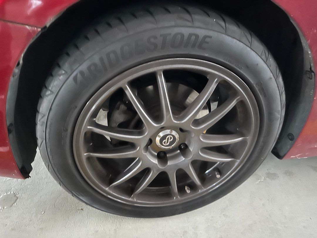 original 17 enkei rims GTC 01 and bridgestone RE004, Car Accessories ...
