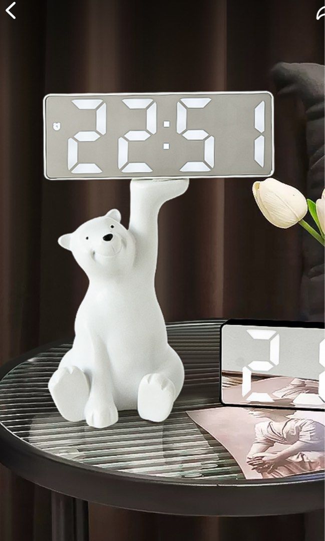 Polar Bear Digital Clock, Furniture & Home Living, Home Decor, Clocks ...