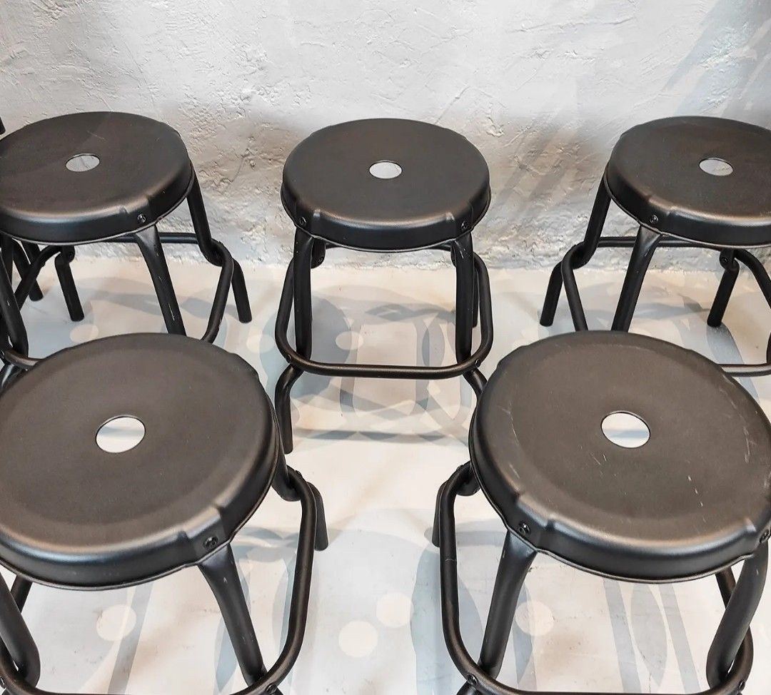 Raskog stackable black steel stool 13.5 x 13.5 inches H 18, Furniture ...