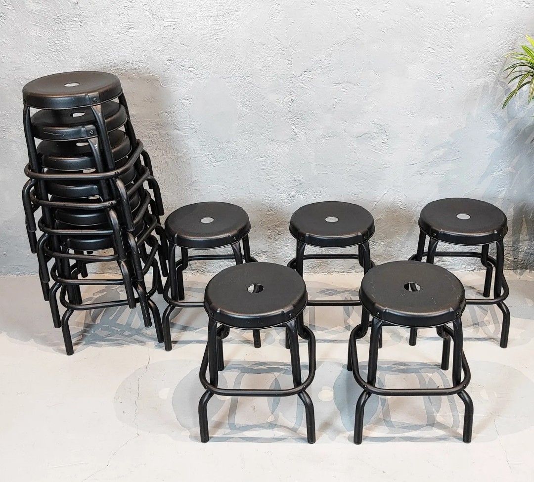 Raskog stackable black steel stool 13.5 x 13.5 inches H 18, Furniture ...