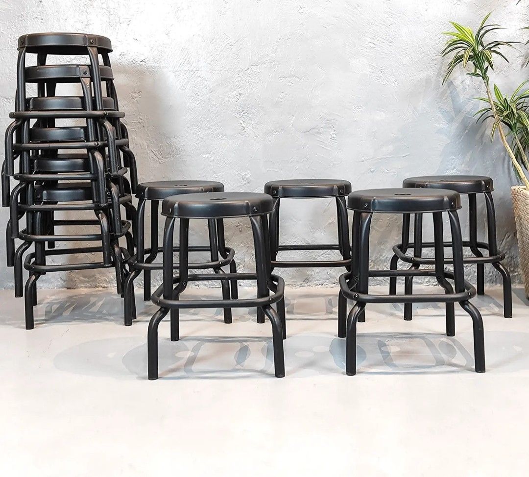 Raskog stackable black steel stool 13.5 x 13.5 inches H 18, Furniture ...