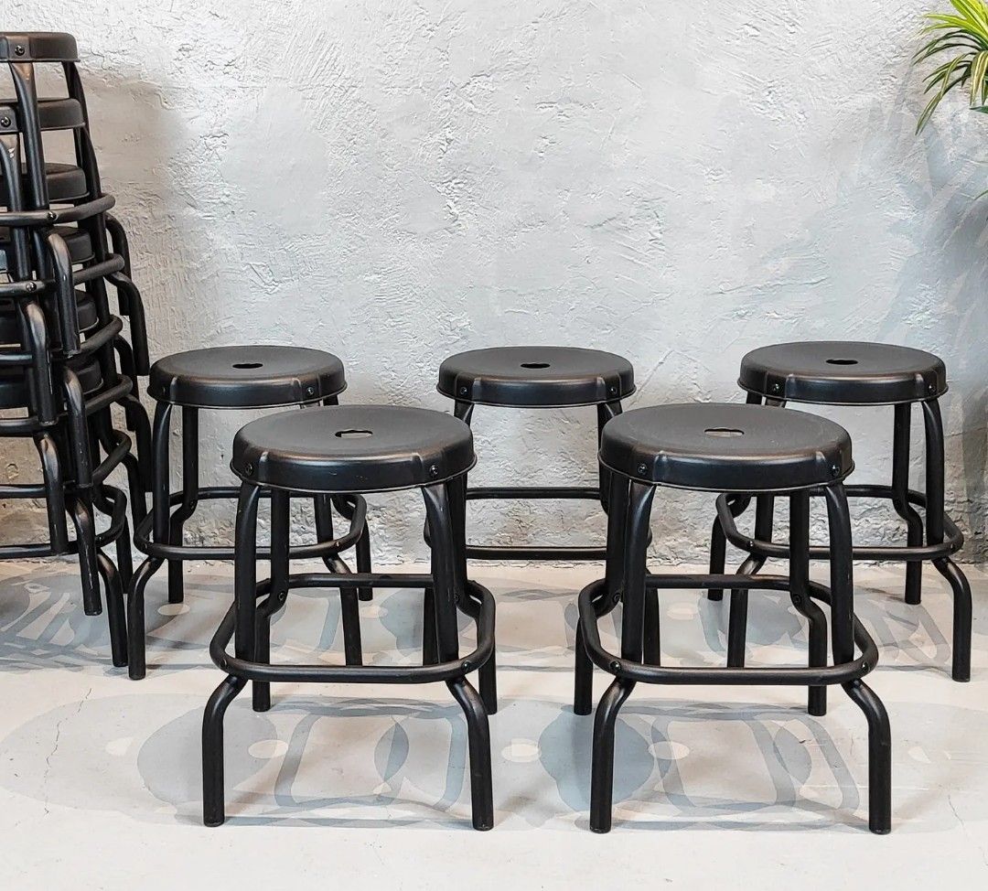 Raskog stackable black steel stool 13.5 x 13.5 inches H 18, Furniture ...