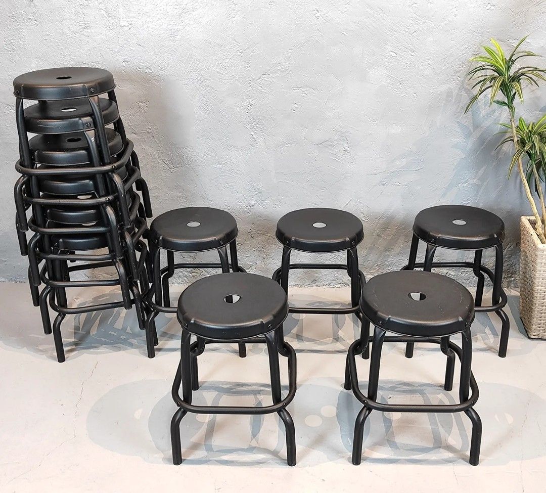 Raskog stackable black steel stool 13.5 x 13.5 inches H 18, Furniture ...