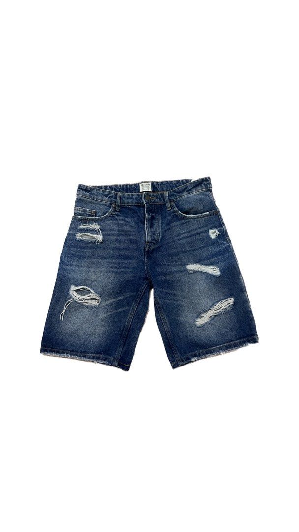 ripped jean jorts, Men's Fashion, Bottoms, Jeans on Carousell