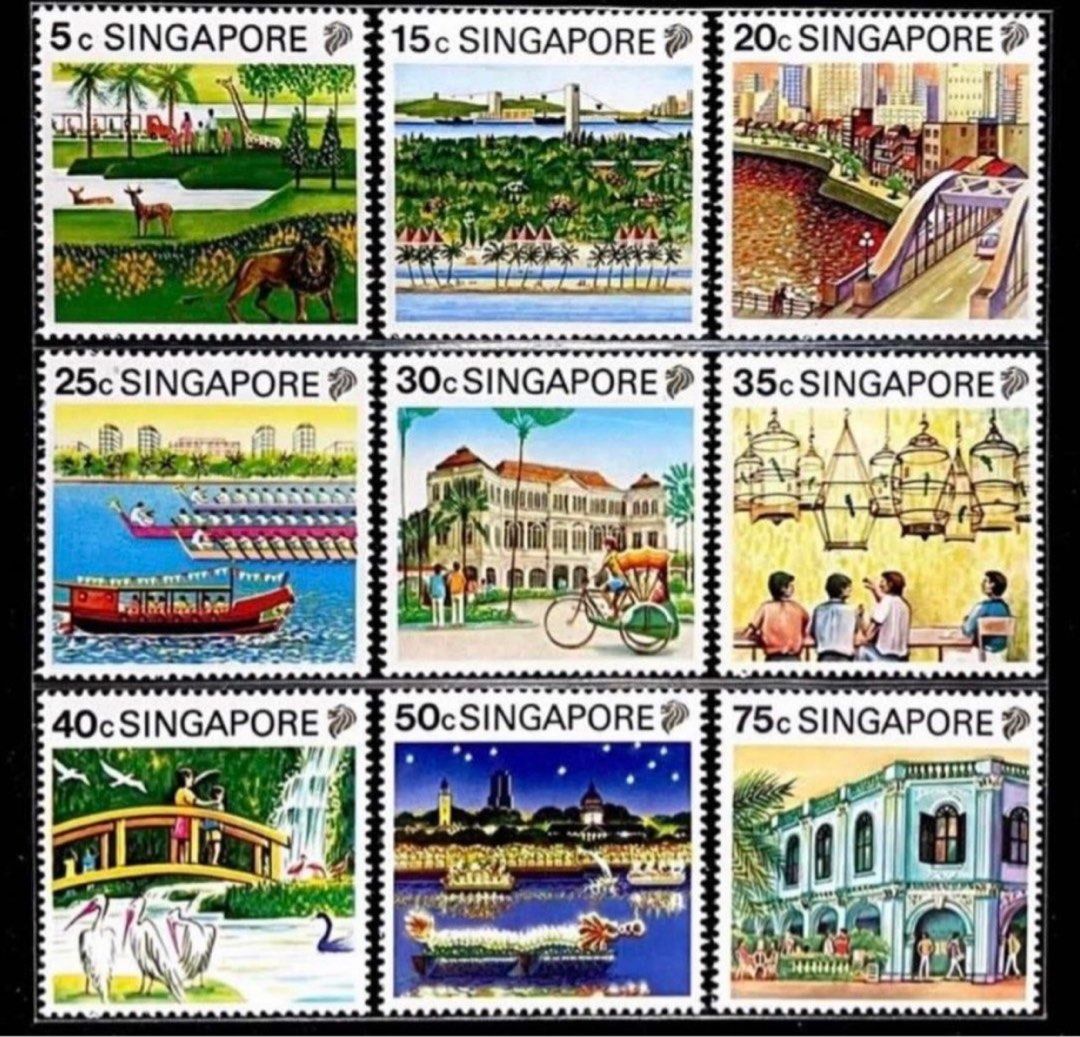 Singapore 1990 tourism stamps full set MNH - Sentosa, zoo, Singapore ...