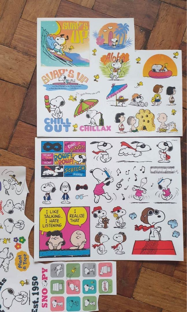 Snoopy sticker book with paper stationaries on Carousell