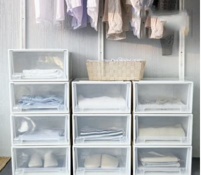 Stackable Storage Drawer Wardrobe Organizer Cabinet Box with Wheels Toy ...