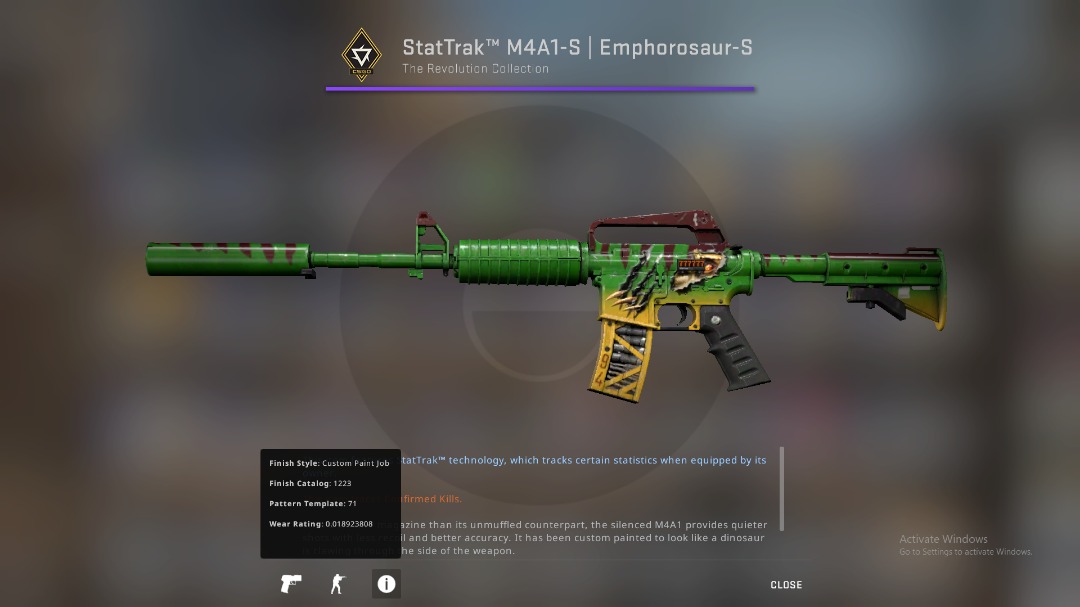 Statrak M4A1-S | Emphorosaur-S Factory New, Video Gaming, Gaming ...