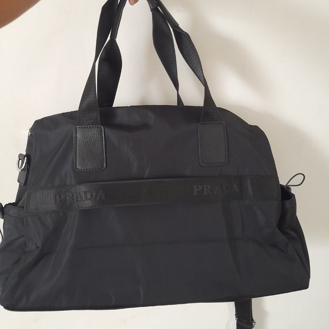 Tas minggat prada ori import nilon mix kulit asli, Fesyen Wanita, Tas ...