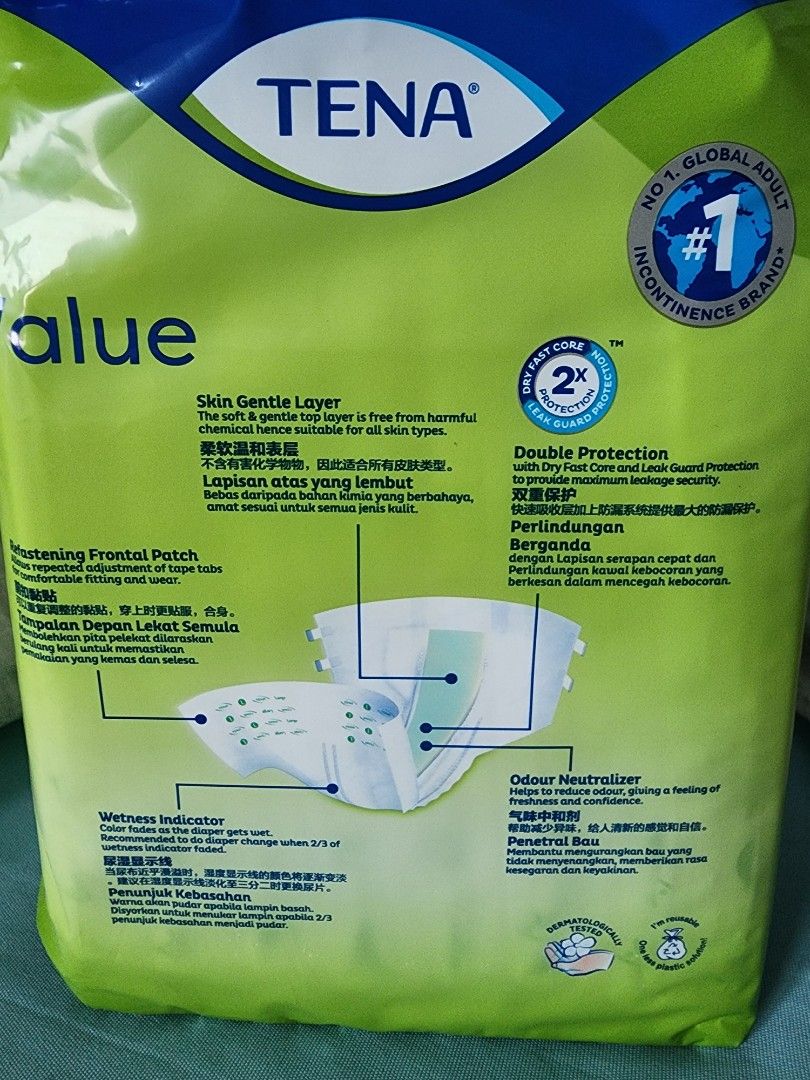 TENA VALUE DIAPERS (M/L SIZE), Health & Nutrition, Medical Supplies ...
