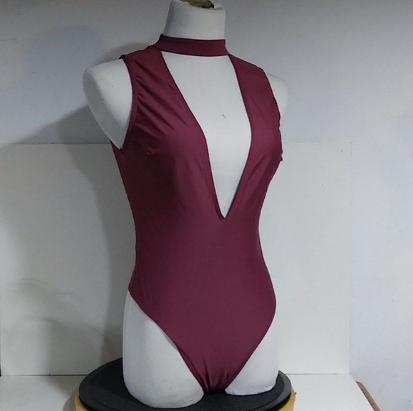 Victoria's Secret deep v cut choker neck bodysuit, Women's Fashion ...