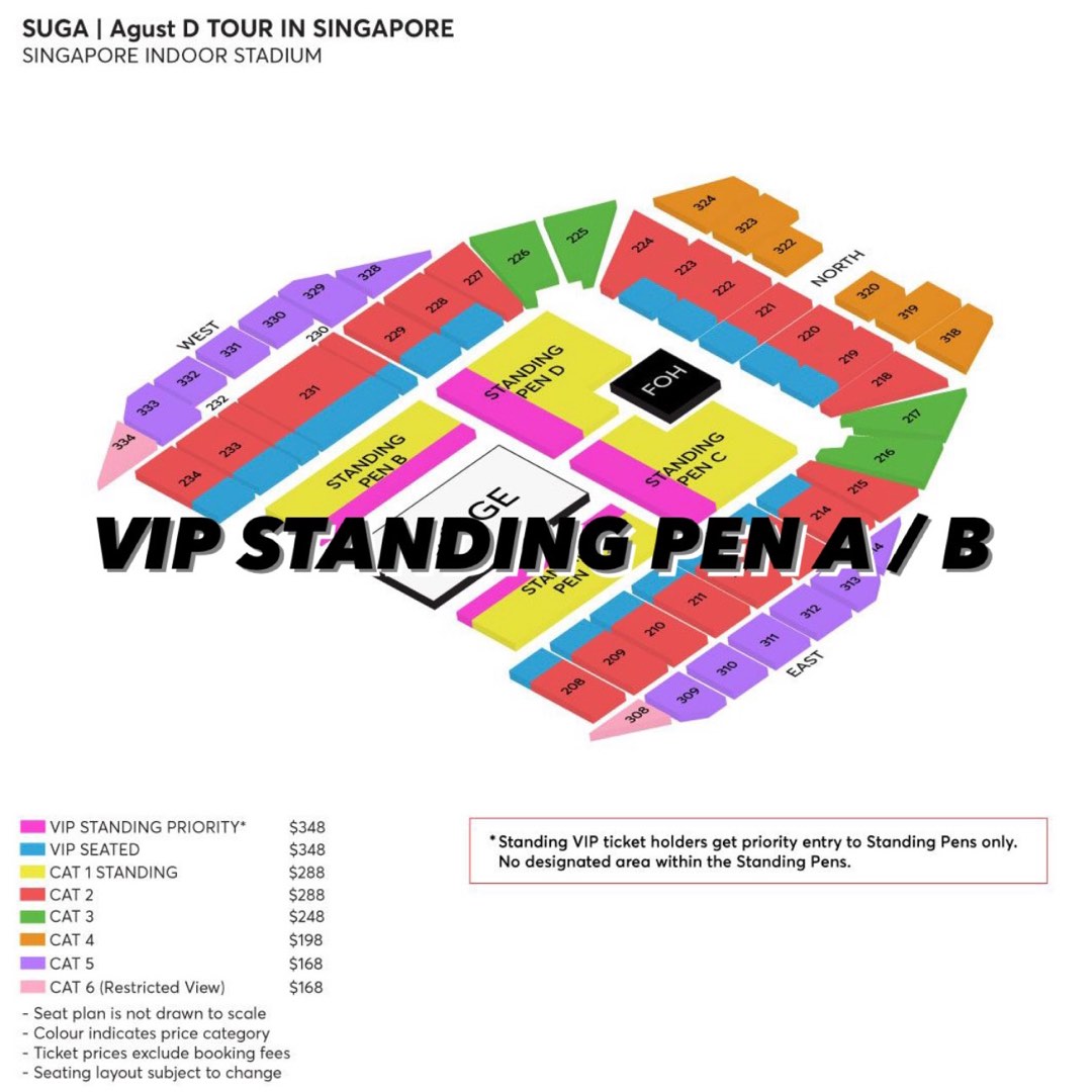 VIP Standing Priority Pen A Pen B Suga Agust D Tour in Singapore SG ...