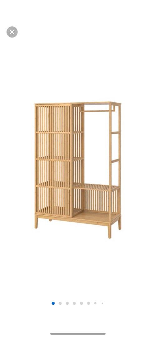 Wardrobe, NORDKISA Open wardrobe with sliding door Bamboo 120x186 ...