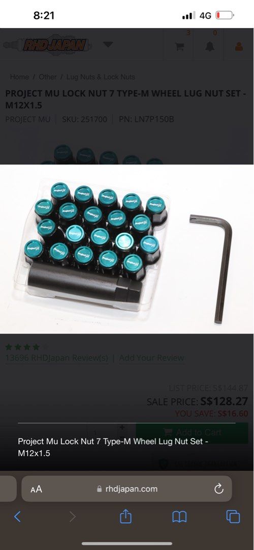 WTS brand new project MU lock nut 7 type M12 x 1.5 (neg), Car ...