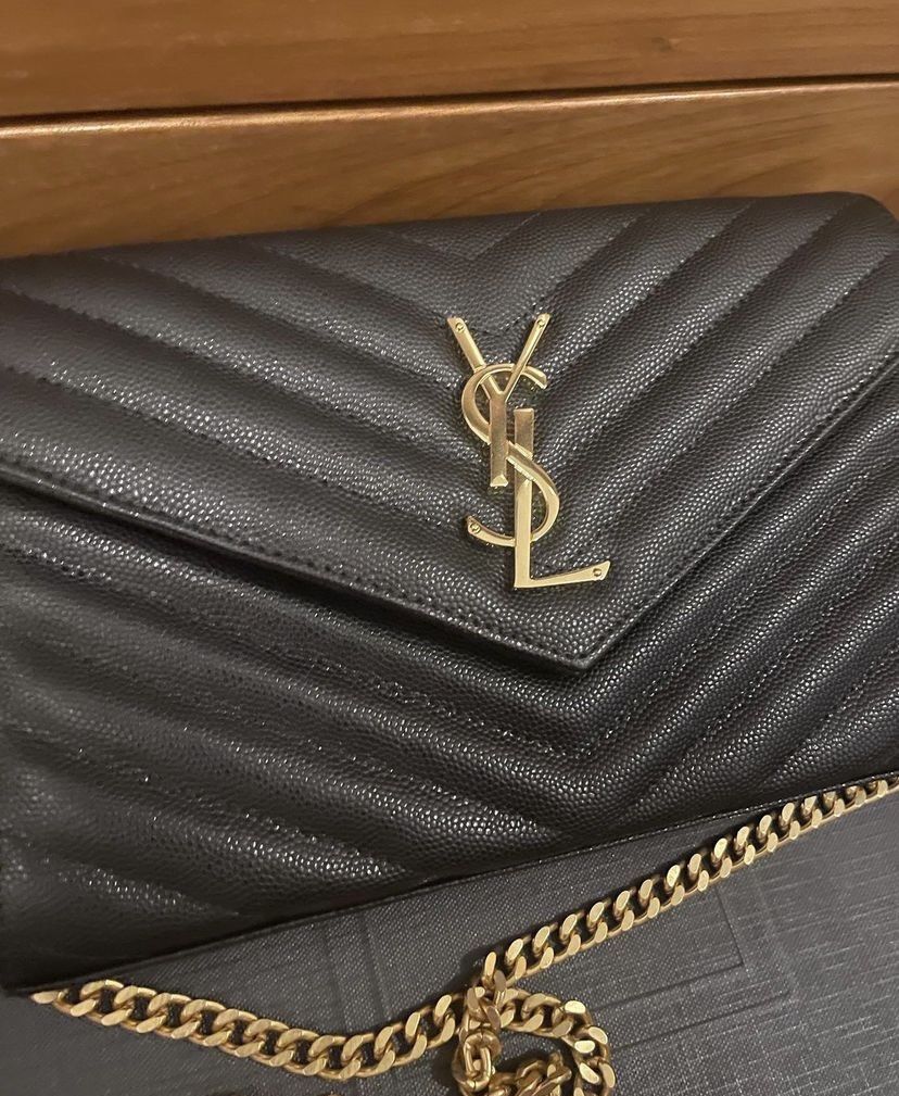 YSL VIP Black Envelope Bag in Gold Hardware on Carousell