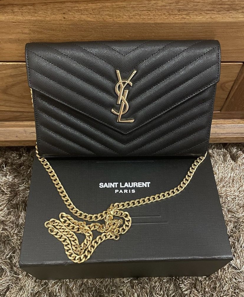 YSL VIP Black Envelope Bag in Gold Hardware on Carousell