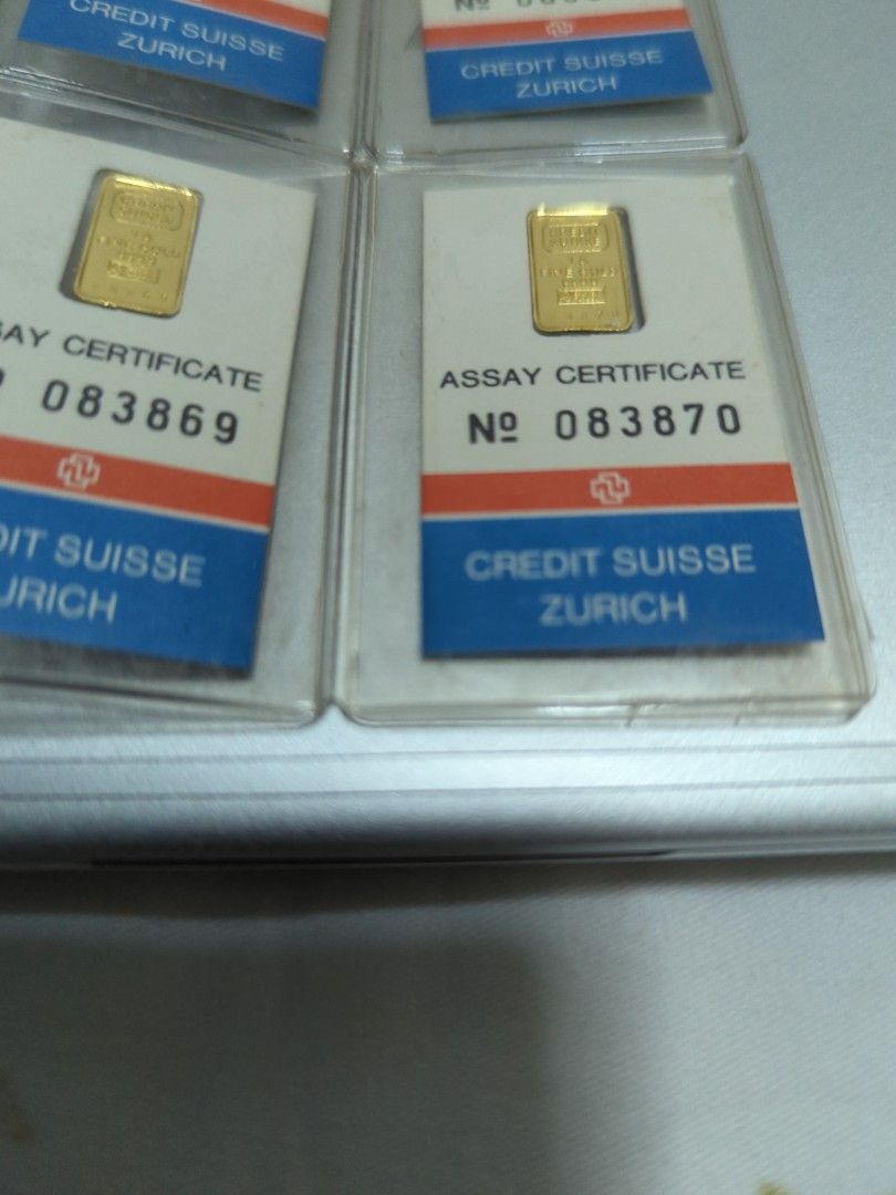 [Rare] 6 x 1gm Gold Bars Credit Suisse from 1981 with receipt, Hobbies ...