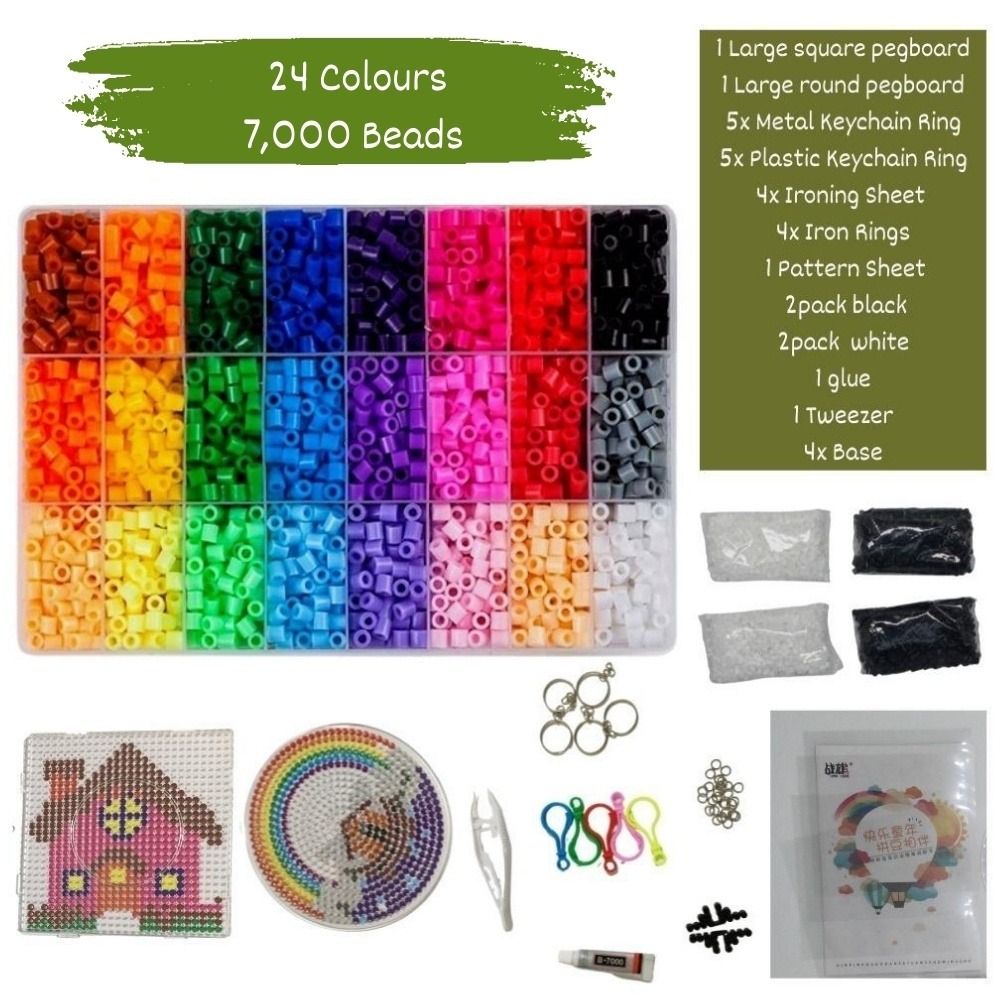 24 Colours Perler Beads 5mm Iron Beads Hama Beads Fuse Beads Craft Kit ...