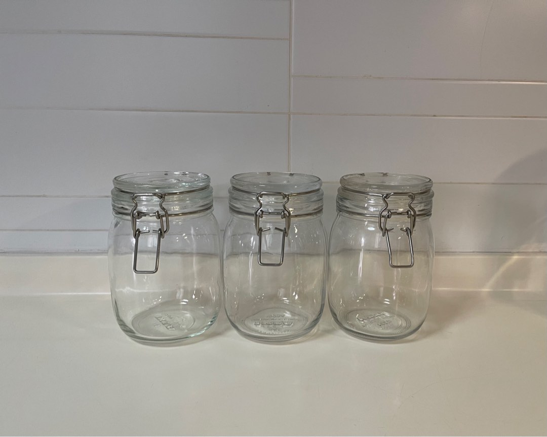 3 x IKEA korken jar 1 litre, Furniture & Home Living, Kitchenware ...