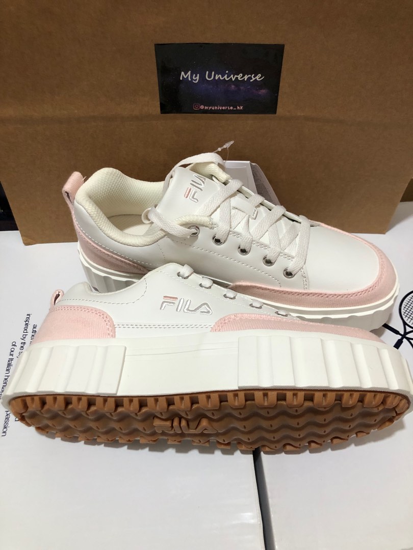 (現貨) 韓國FILA SANDBLAST ROW CV 粉紅色厚底鞋, 女裝, 鞋, 波鞋 - Carousell