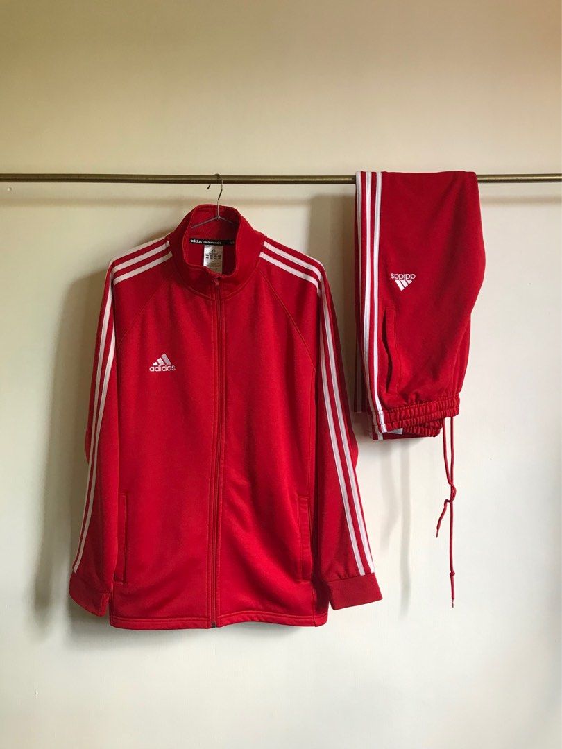 Adidas red track suit on Carousell