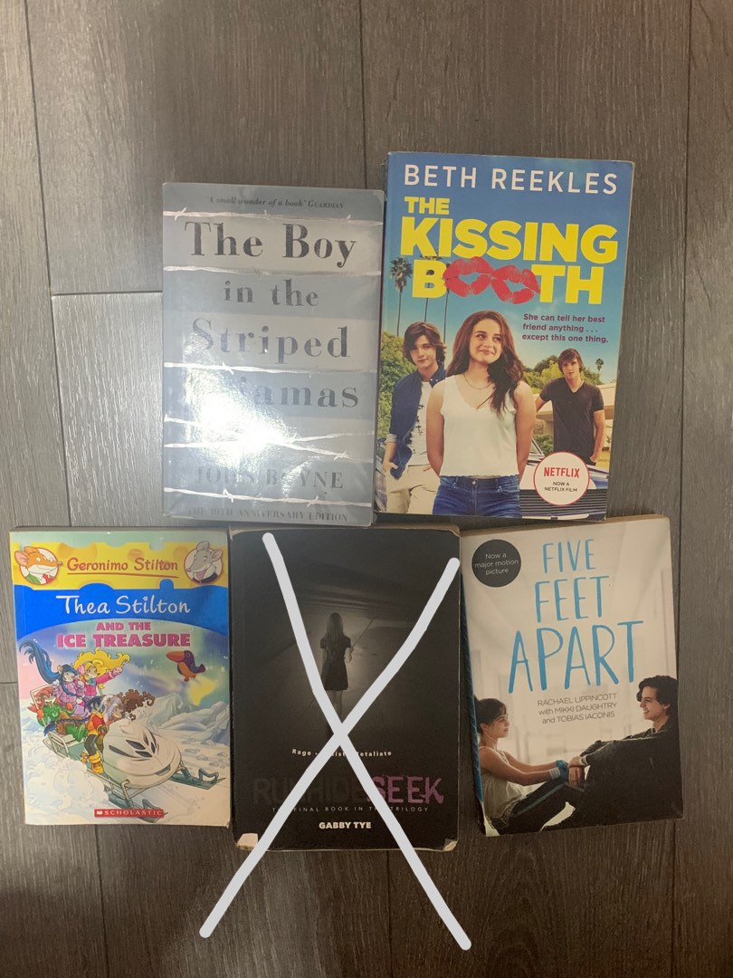 Assorted books clearance - run hide seek, five feet apart, thea stilton, the boy in the striped ...