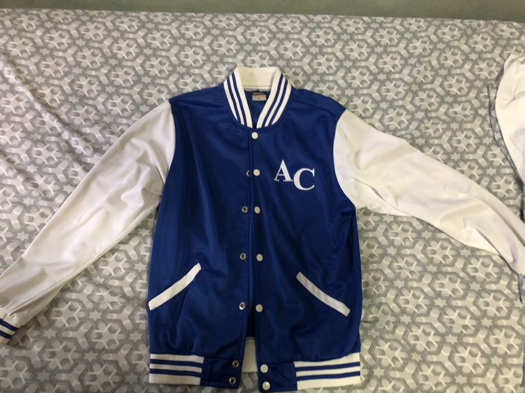 Blue Varsity Jacket Buttoned Up, Men's Fashion, Coats, Jackets and ...