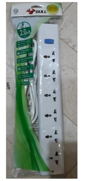 Bull Extension Cord (2mtrs) 6 Universal Outlet Socket with switch S1060 ...