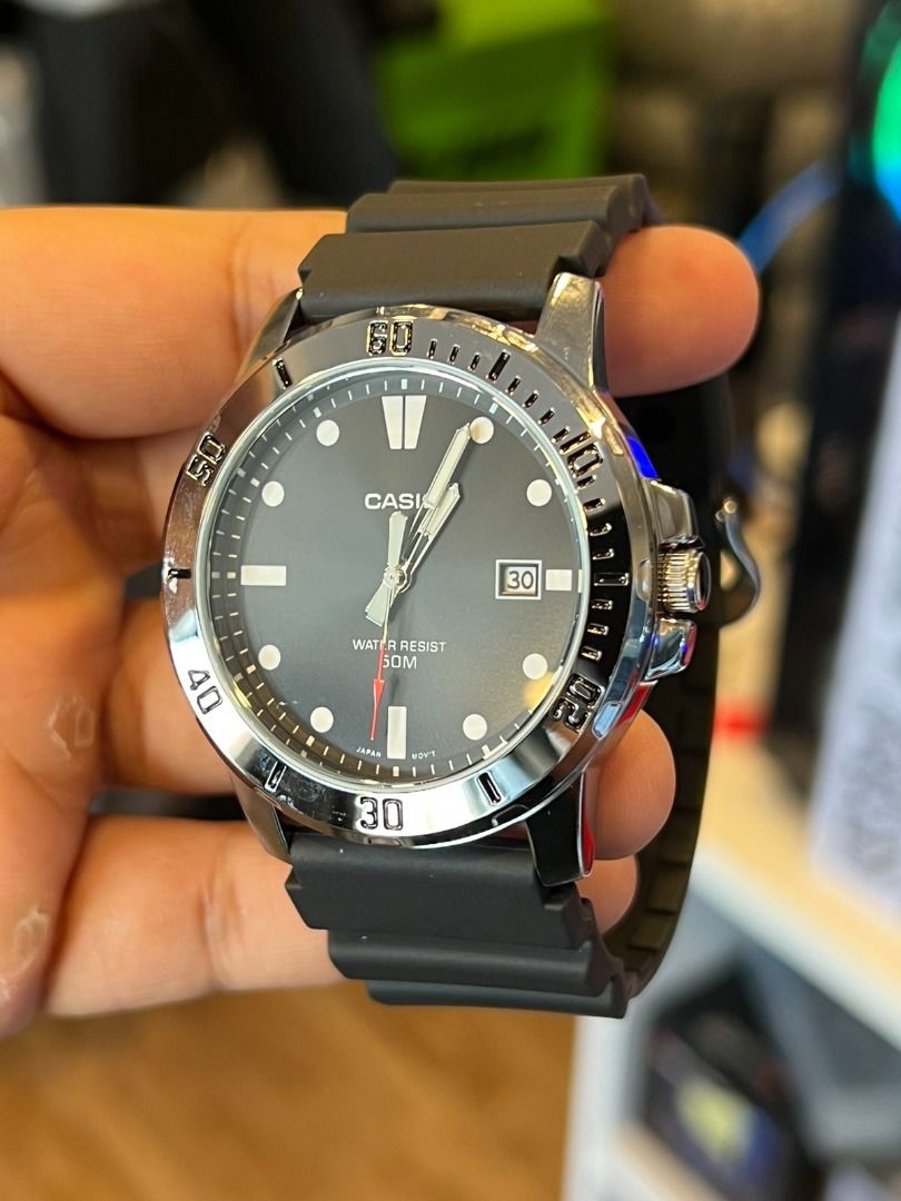 CASIO Analog Black Resin Band Men's Watch MTP-VD01-1E, Men's Fashion ...