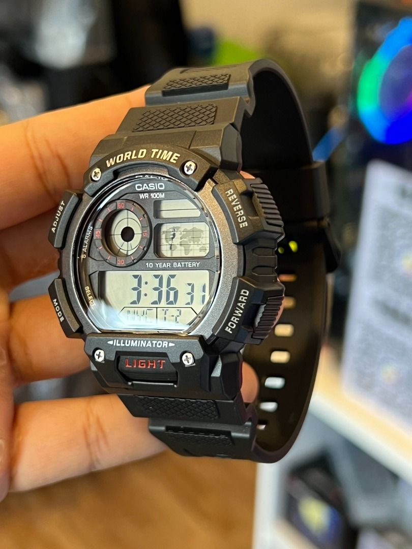 CASIO World Time Digital Resin Band Men's Watch AE-1400WH-1A, Men's Fashion, Watches ...