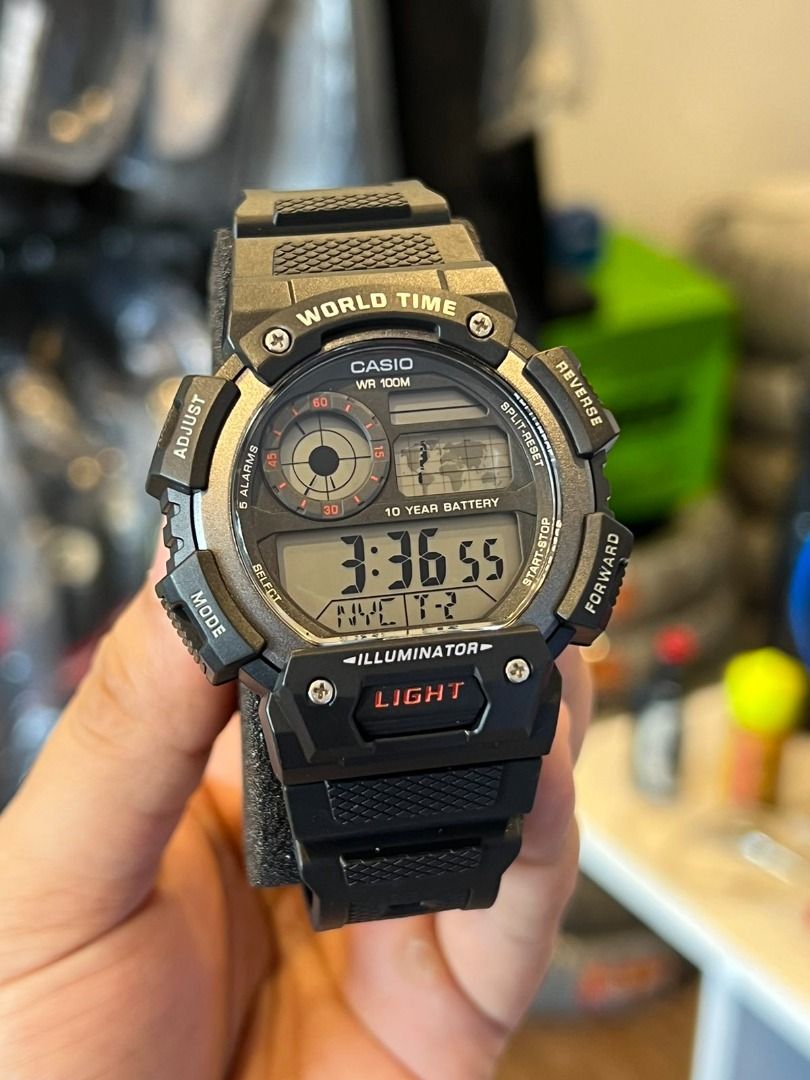 CASIO World Time Digital Resin Band Men's Watch AE-1400WH-1A, Men's Fashion, Watches ...