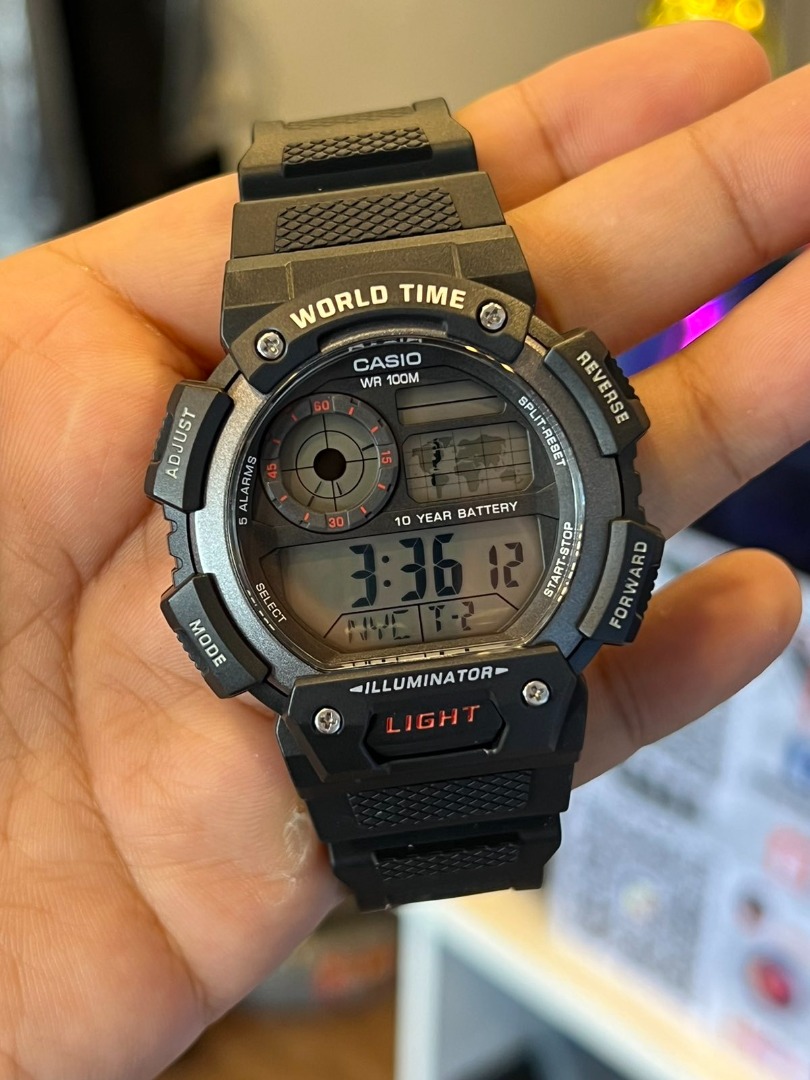 CASIO World Time Digital Resin Band Men's Watch AE-1400WH-1A, Men's ...