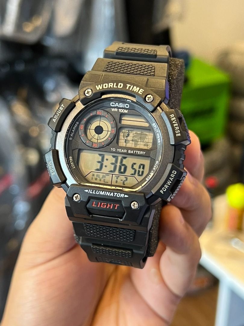 CASIO World Time Digital Resin Band Men's Watch AE-1400WH-1A, Men's Fashion, Watches ...