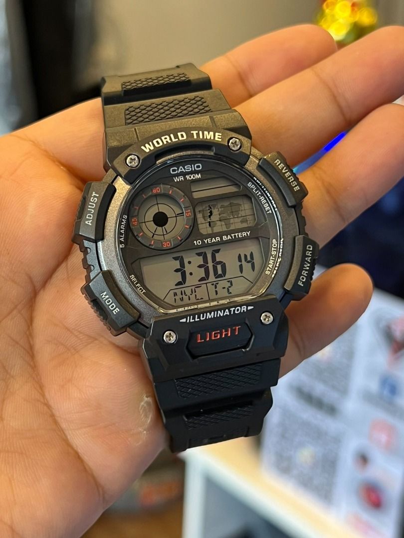 CASIO World Time Digital Resin Band Men's Watch AE-1400WH-1A, Men's Fashion, Watches ...