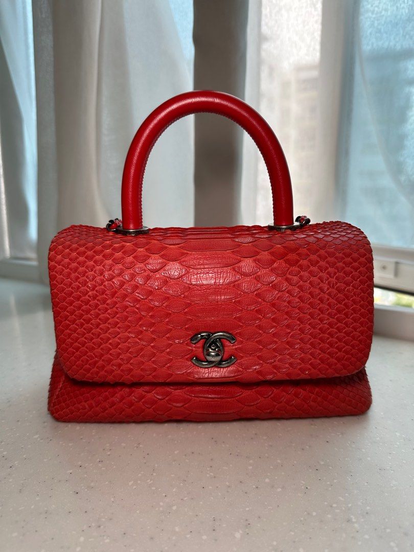 Chanel coco handle python skin, Luxury, Bags & Wallets on Carousell