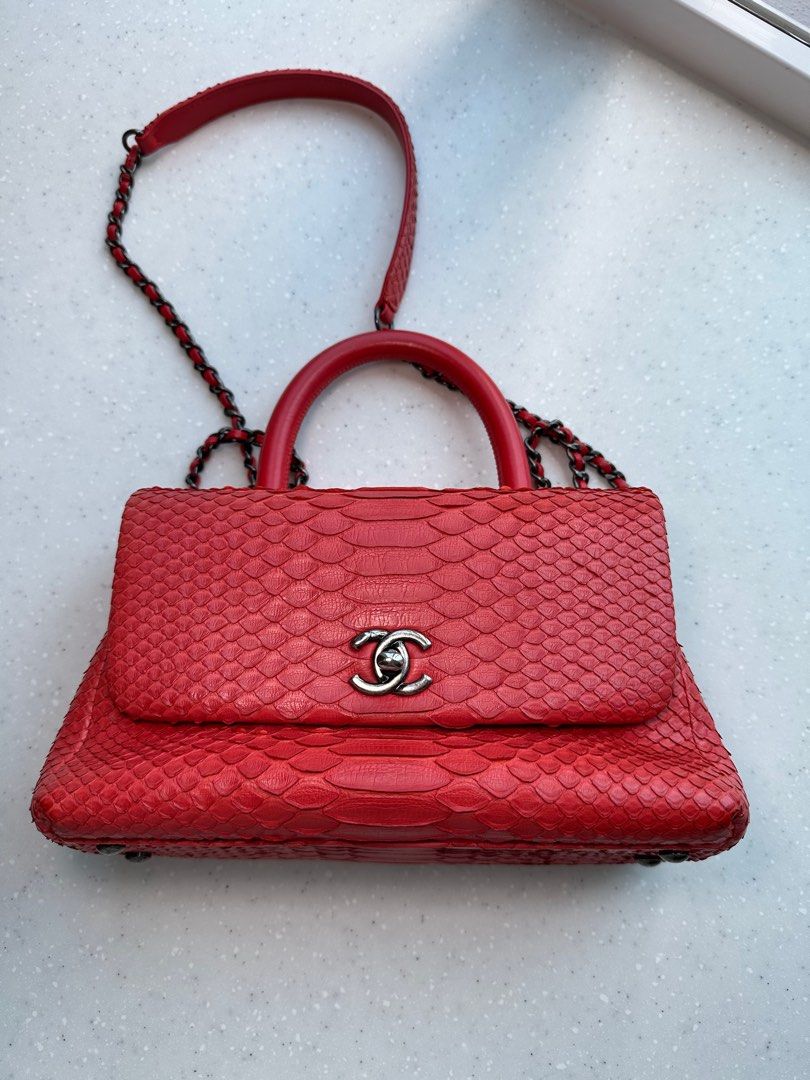 Chanel coco handle python skin, Luxury, Bags & Wallets on Carousell