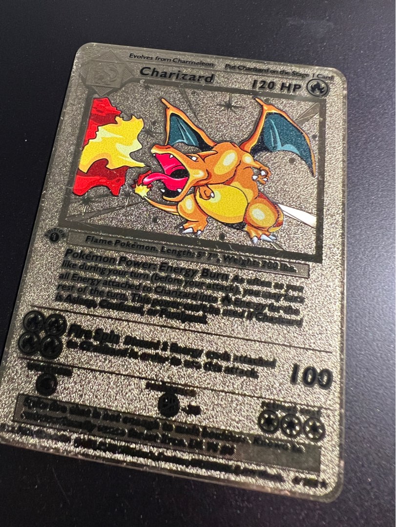Charizard Gold Metal Card Collections Pokemon TCG Custom, Hobbies ...