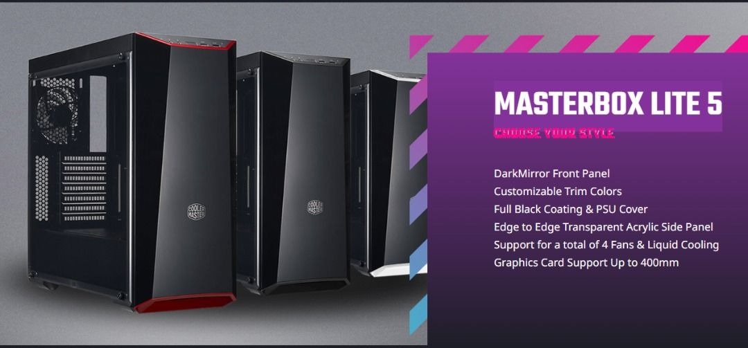 Cooler MasterBox Lite 5 desktop computer case, Computers & Tech, Parts ...