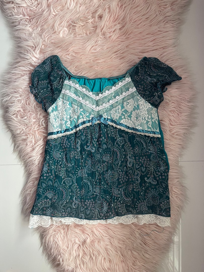 Coquette cute off shoulder lace top on Carousell