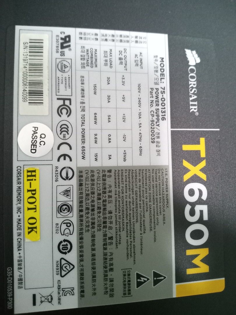 Corsair TX650M Semi-modular PSU Power Supply 650W, Computers & Tech ...
