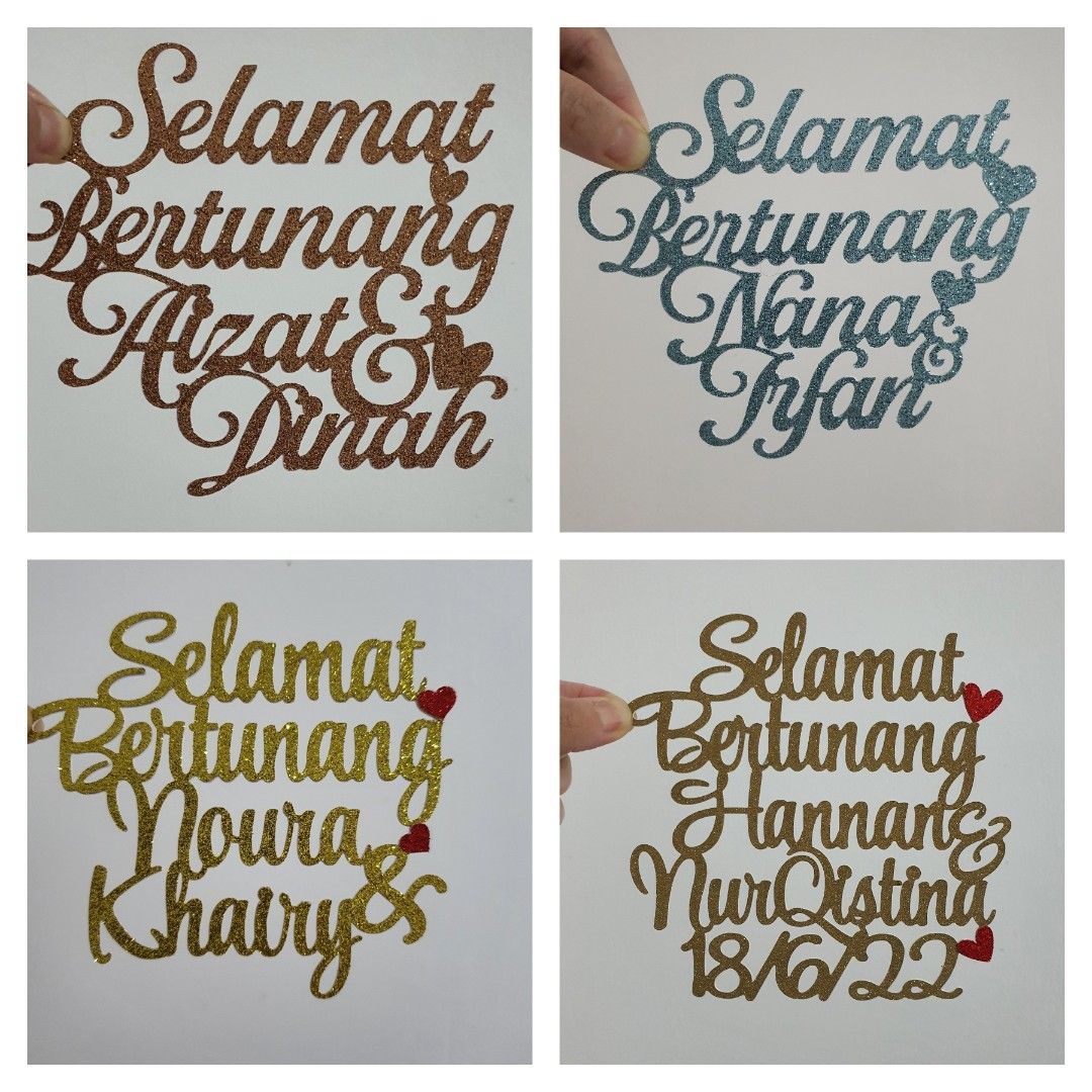 Customised cake topper Selamat Bertunang, Hobbies & Toys, Stationery ...